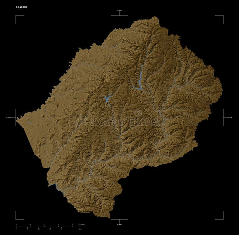 Lesotho Shape on Black. Physical Stock Illustration - Illustration of ...