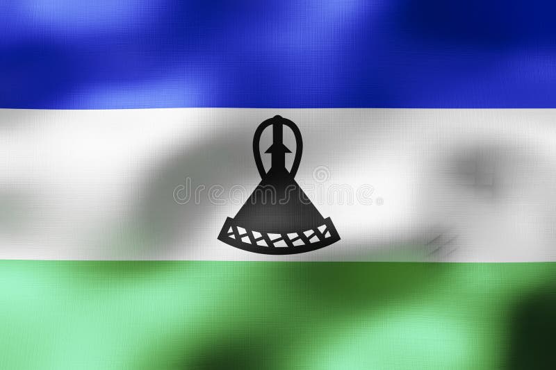 Lesotho - Textile Flag - 3d Illustration Stock Illustration ...