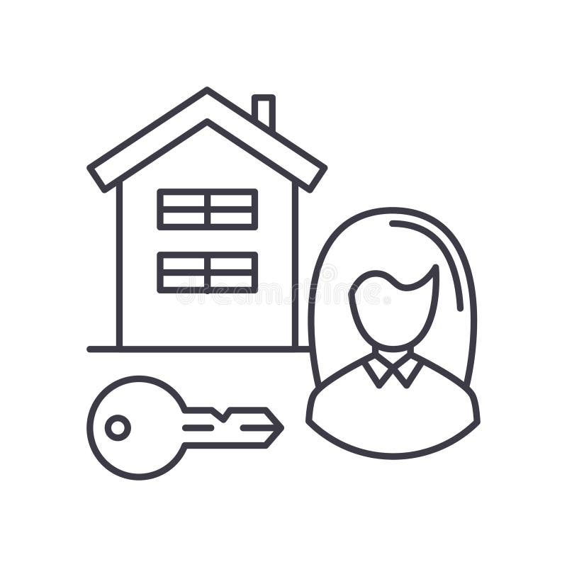 Lessor Icon, Black Vector Sign with Editable Strokes, Concept ...