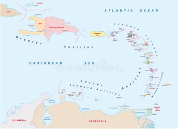 Lesser antilles map stock illustration. Illustration of geography ...