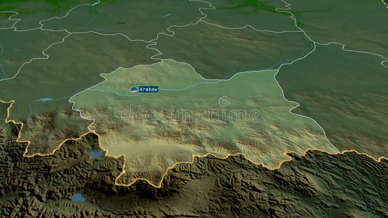 Lesser Poland, Poland - Highlighted with Capital. Physical Stock ...