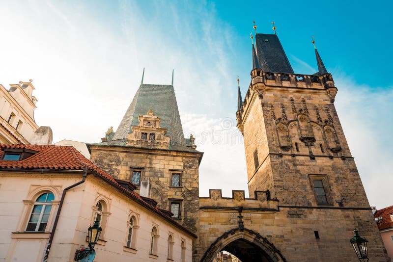 Lesser Town Bridge Tower in Prague Stock Photo - Image of ancient ...