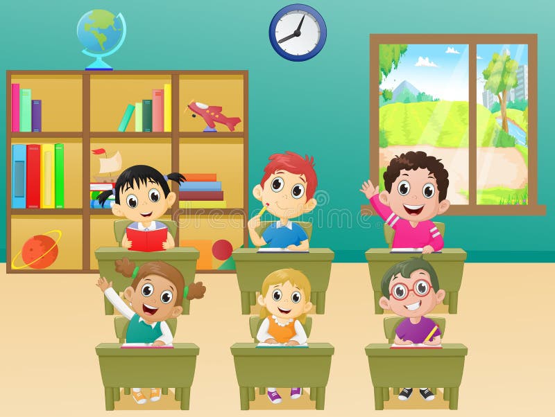 Lesson Activities School Children in Classroom Stock Vector ...