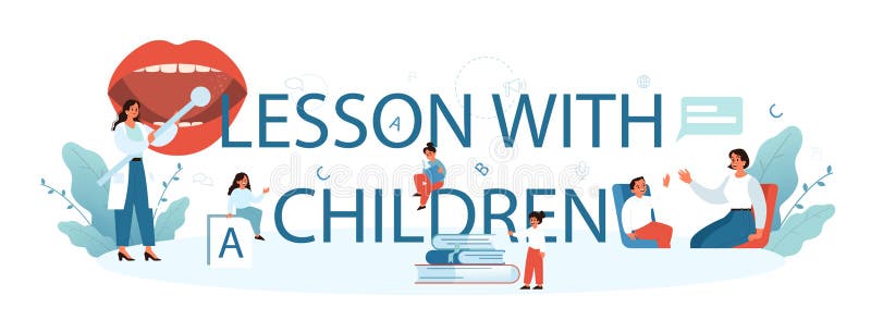 Lesson with Children Typographic Header. Didactic Correction Stock ...