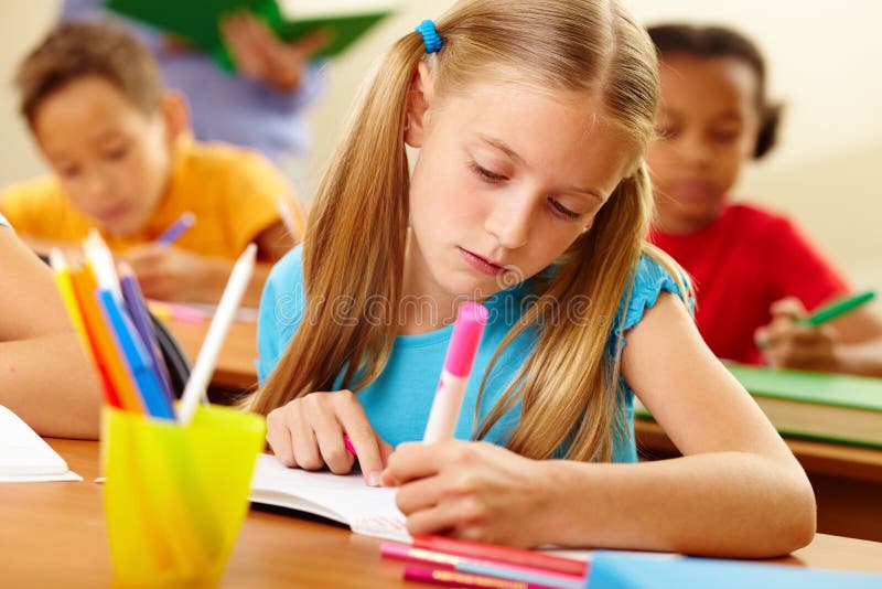 Lesson of drawing stock photo. Image of crayon, grade - 25444106