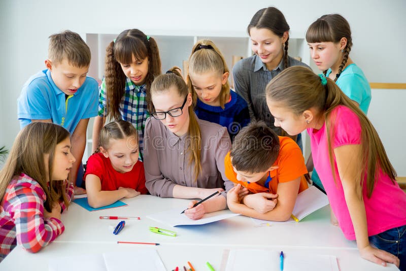 Lesson in Elementary School Stock Image - Image of white, teacher: 89647529