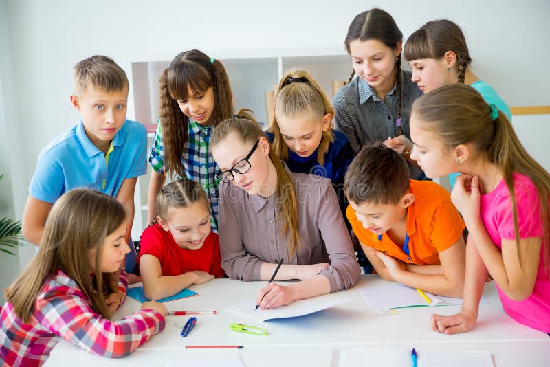 Lesson in Elementary School Stock Image - Image of classroom, person ...