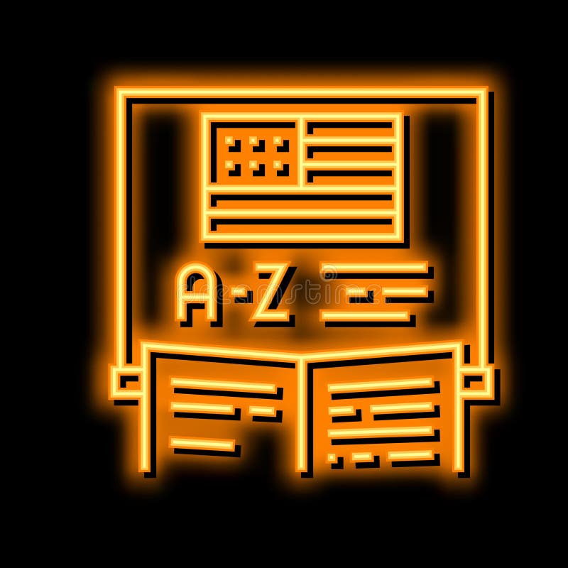 Lesson English Neon Glow Icon Illustration Stock Vector - Illustration ...