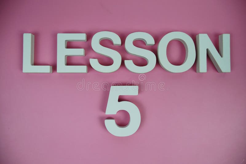 Lesson 5 Lesson Five Alphabet Letters on Pink Background Stock Image ...