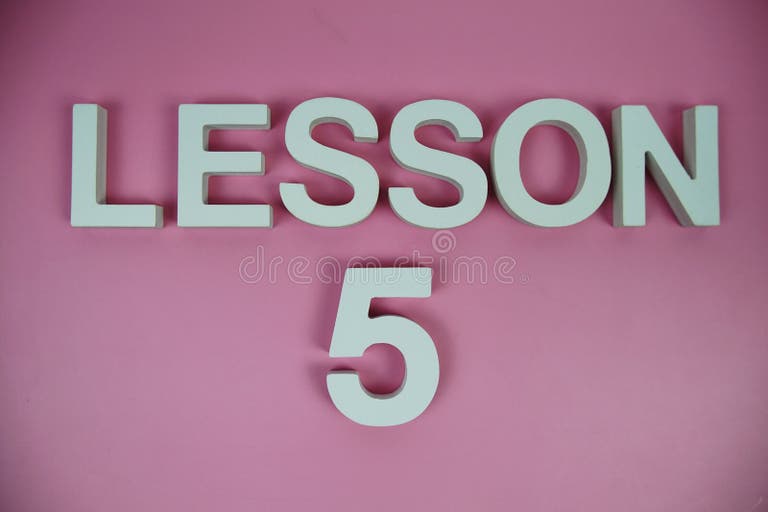 Lesson 5 Lesson Five Alphabet Letters on Pink Background Stock Image ...