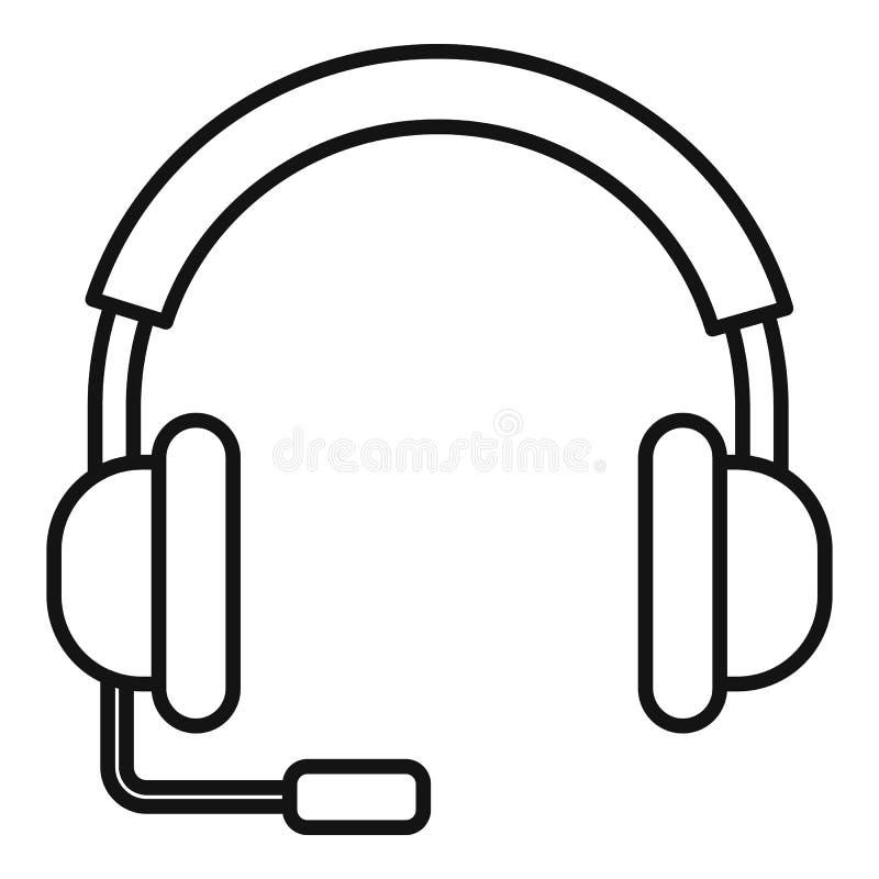 Lesson Headset Icon, Outline Style Stock Vector - Illustration of ...