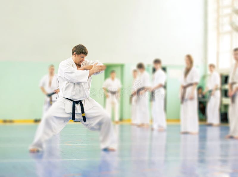 Lesson in karate school stock photo. Image of black, position - 46629690