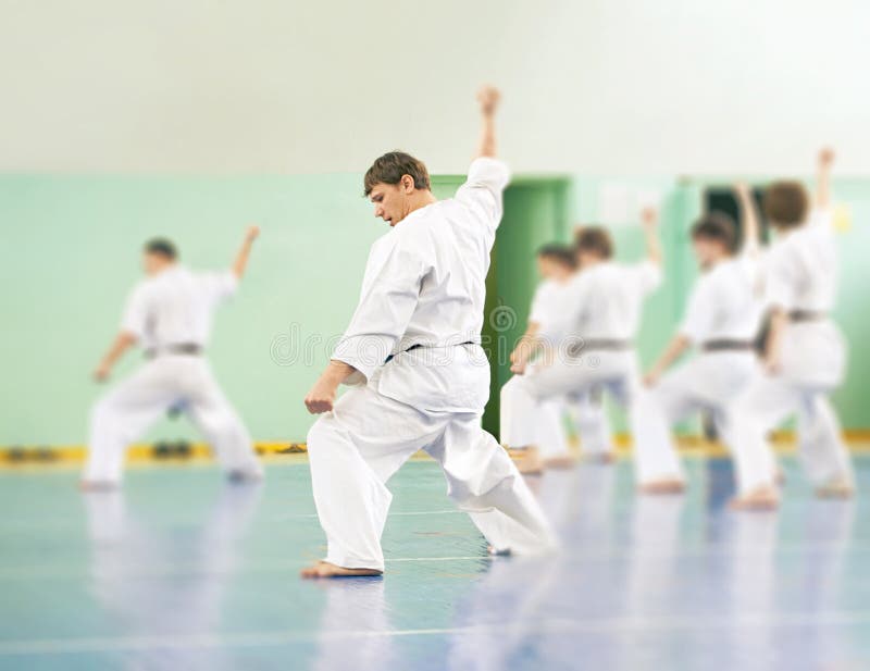 Lesson in karate school stock image. Image of practice - 36211987