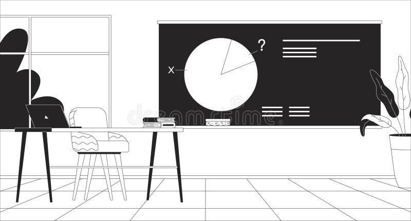 Lesson in Math Classroom Black and White Line Illustration Stock ...