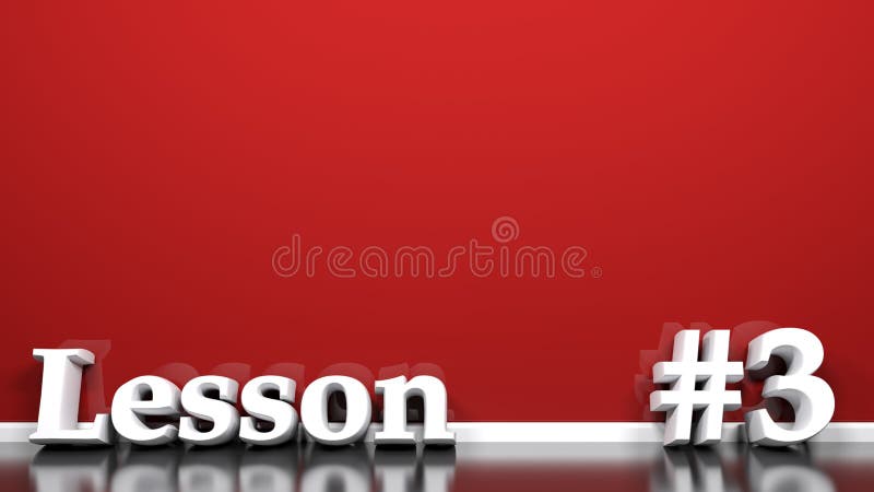 Lesson Nr. 3 at Red Wall Background - 3D Rendering Illustration Stock ...