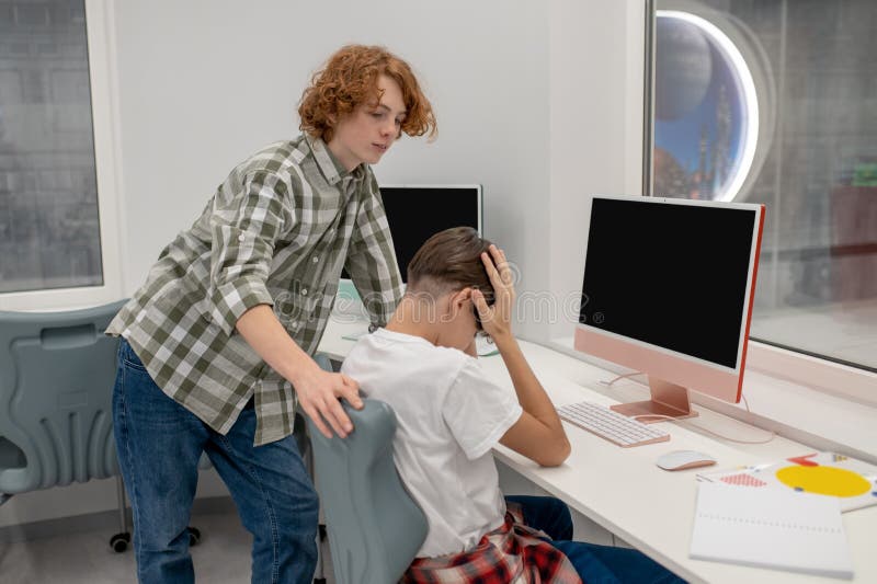 Schoolboys Working on Computers at it Lesson at School Stock Image ...