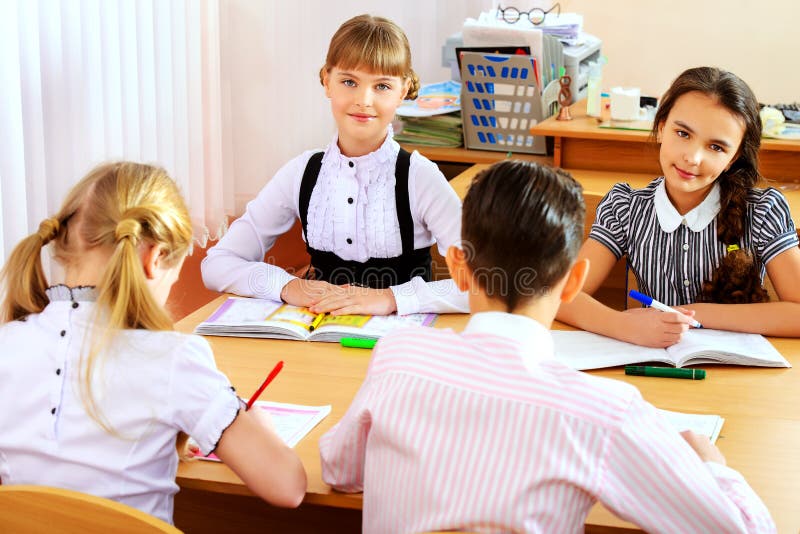During the lesson stock image. Image of girls, class - 37409263