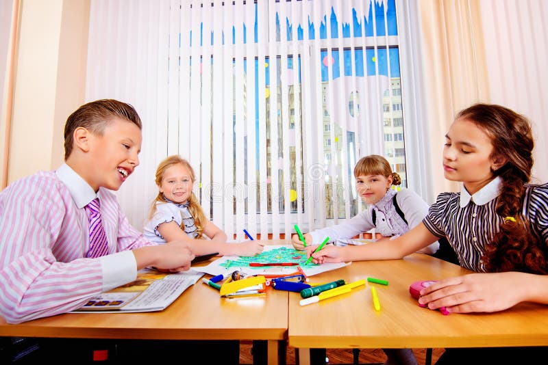 During the lesson stock photo. Image of beauty, kids - 32608424