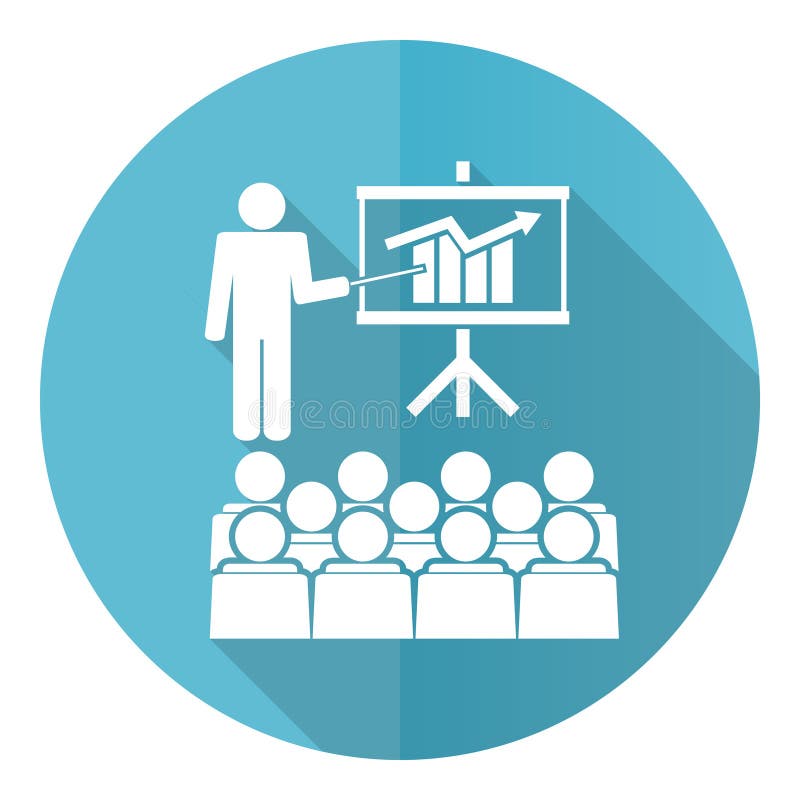 Lesson Vector Icon, Flat Design Seminar Symbol, Round Web Presentation ...