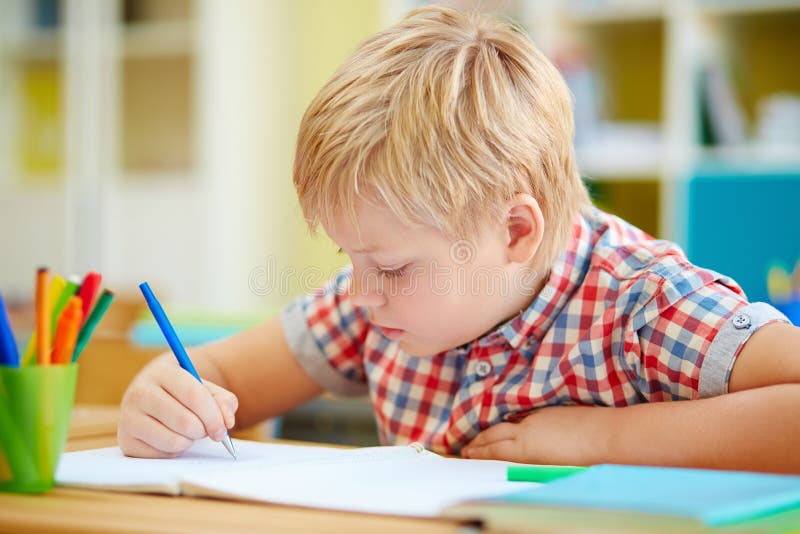 Lesson of writing stock image. Image of classroom, pupil - 56008861