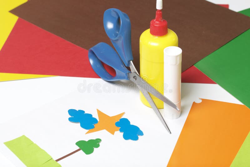 Lessons in Applique. Necessary Items: Glue, Colored Paper and Scissors ...