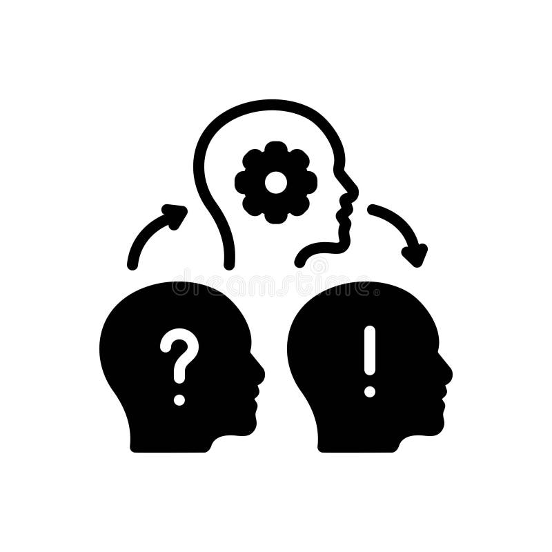 Black Solid Icon for Lessons, Head and Teamwork Stock Vector ...