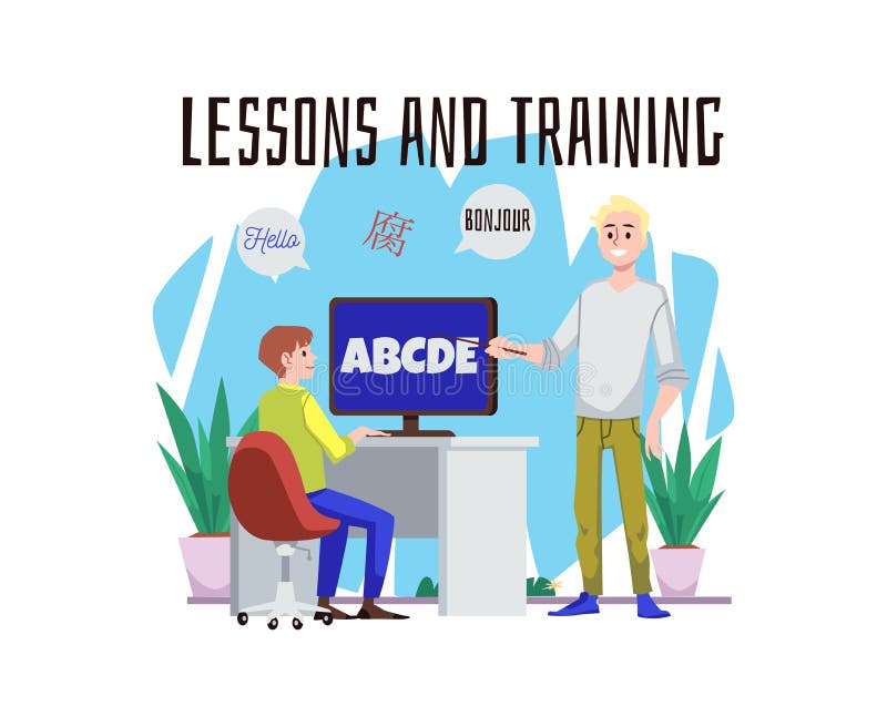 Lessons and Training of Foreign Language Flat Vector Illustration ...