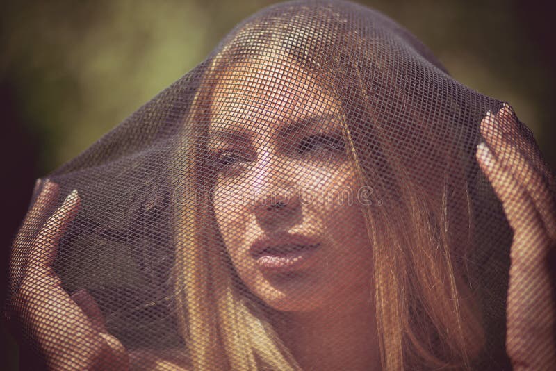 Let Beauty Remain Under the Veil of Secrets Stock Image - Image of ...