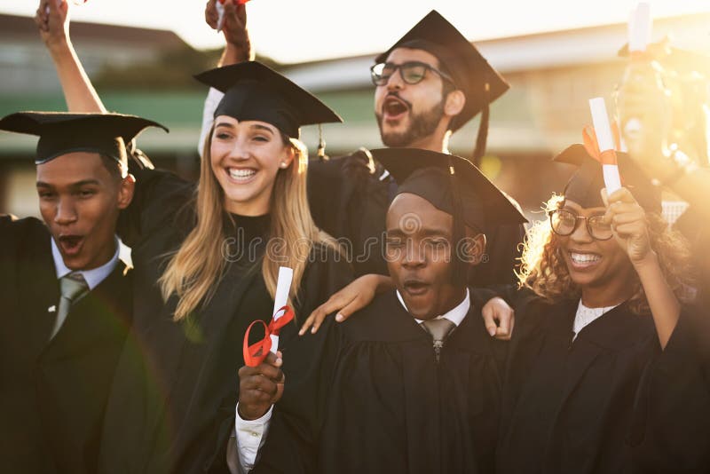 Let the Celebrations Begin. a Group of Cheerful University Students on ...