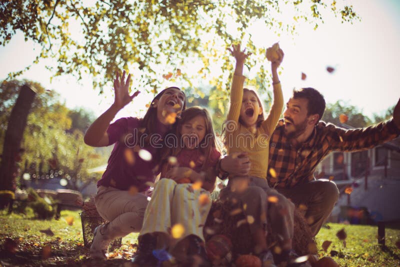 Let the Leaf-playing Fun Begin Stock Image - Image of child, little ...