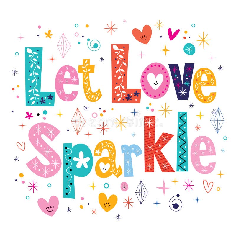 Let Love Sparkle Typography Lettering Decorative Type Card Stock Vector ...