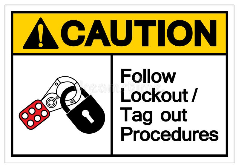 Let Op: Lockout/Tag Out Procedures Symbool, Vector Illustratie, Isolate ...