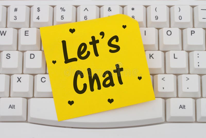 Let S Chat, Computer Keyboard and Sticky Note Stock Photo - Image of ...