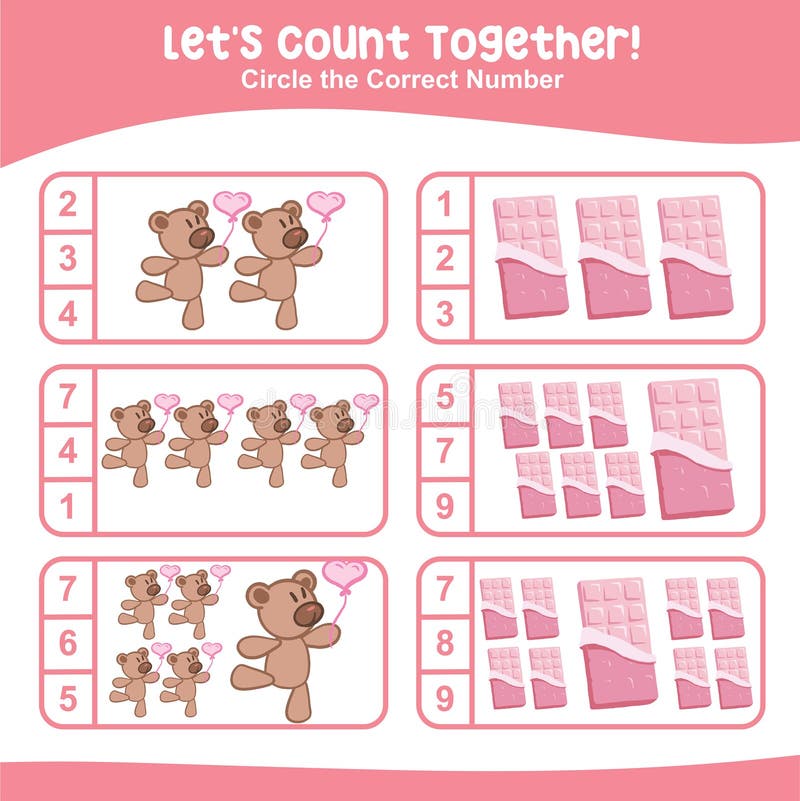 Let S Count Together. Educational Printable Math Worksheet Stock Vector ... Let S Count Together. Educational Printable Math Worksheet Stock Vector ...