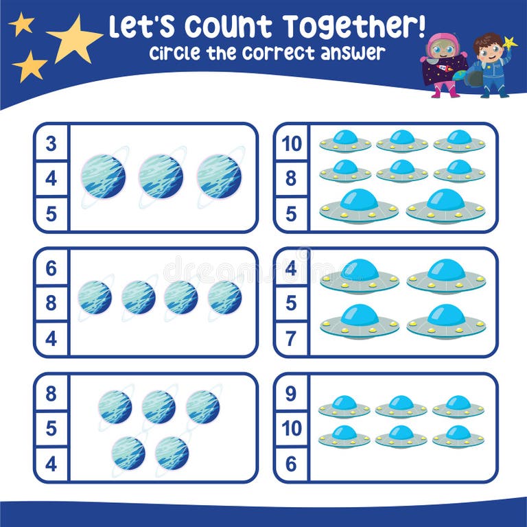 Let’s Count Together. Circle the Correct Answer. Mathematic Count and ...