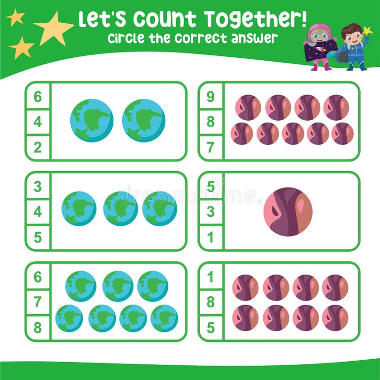 Let’s Count Together. Circle the Correct Answer. Mathematic Count and ...