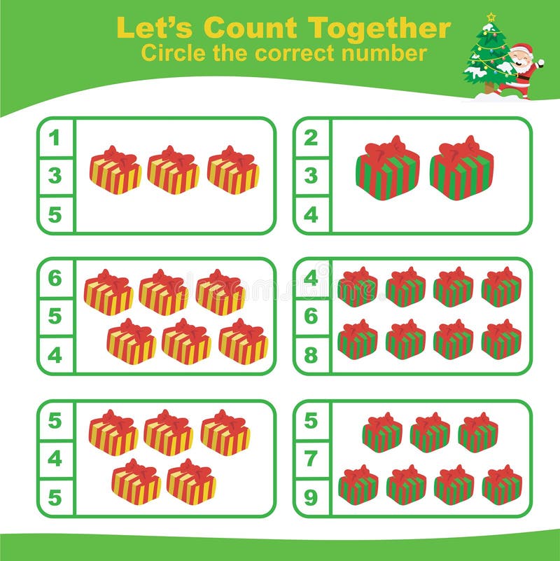 Let S Count Together. Educational Printable Math Worksheet Stock Vector ...