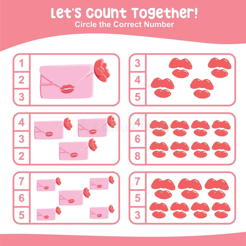 Let S Count Together. Educational Printable Math Worksheet Stock Vector ...