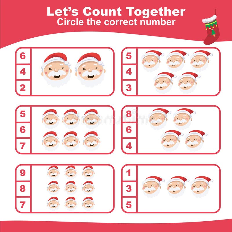 Let S Count Together. Educational Printable Math Worksheet Stock Vector ...