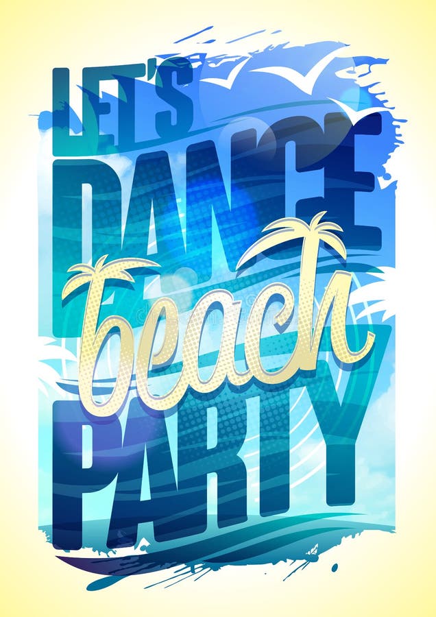 Let`s Dance, Beach Party Poster Design Stock Illustration ...