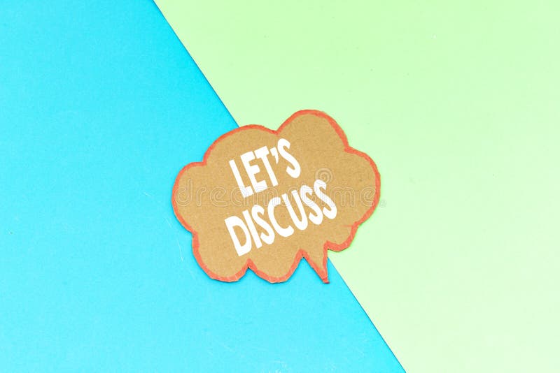 Let`s Discuss Speech Bubble Isolated on Green and Blue Background ... Let`s Discuss Speech Bubble Isolated on Green and Blue Background ...