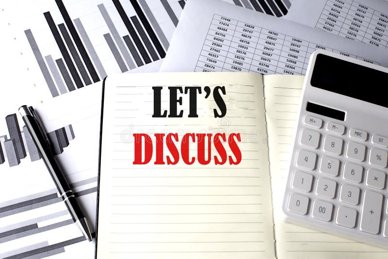 LET S DISCUSS Text Written on a Notebook on Chart and Diagram Stock ...