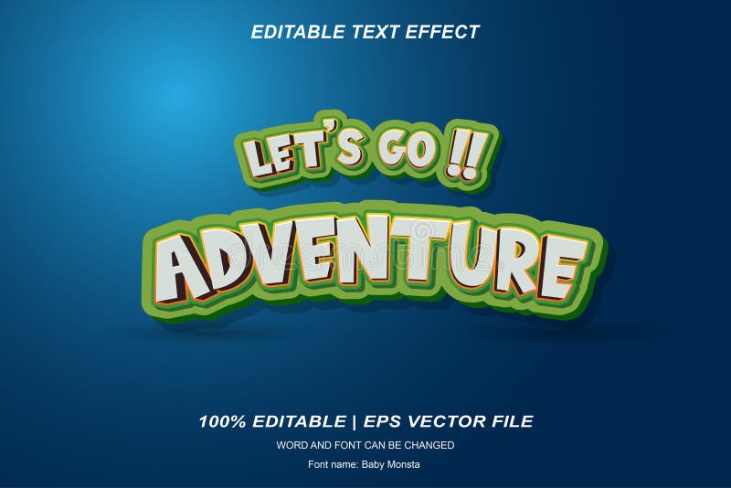 Let S Go Adventure Banner Text Style Effect 3d Editable Vector Design Stock Vector ...