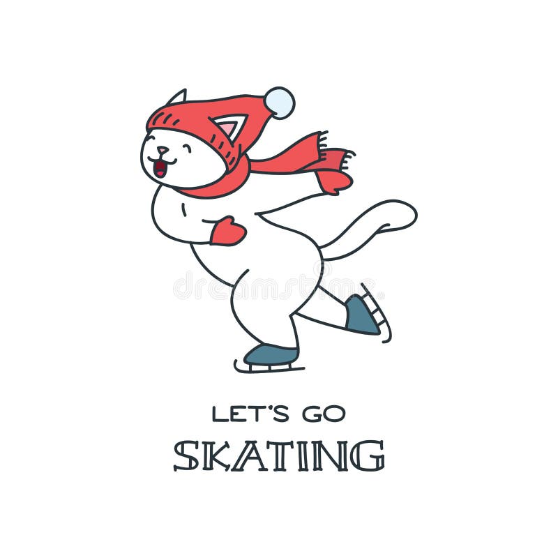 Cat Ice Skating Stock Illustrations – 198 Cat Ice Skating Stock ...