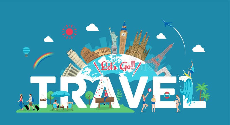 Let`s Go Travel Vector Banner Illustration Stock Vector - Illustration ...