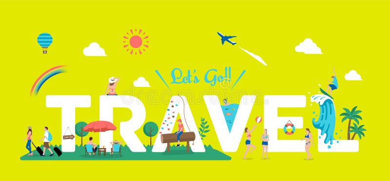 Let`s Go Travel Vector Banner Illustration Stock Vector - Illustration ...