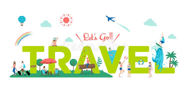 Let`s Go Travel Vector Banner Illustration Stock Vector - Illustration ...