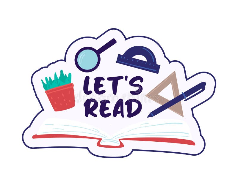 Let S Read Educational Vector Sticker Stock Vector - Illustration of ...