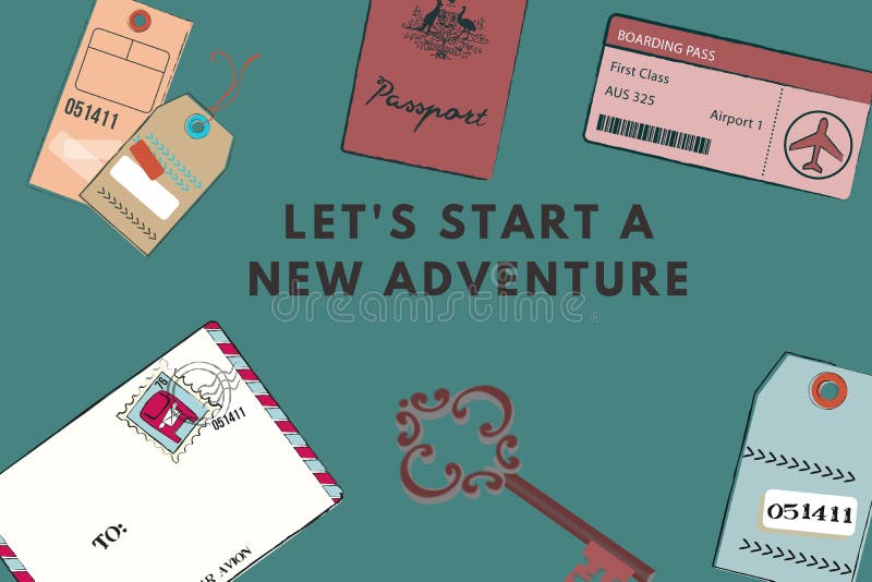 Let`s Start a New Adventure Stock Illustration - Illustration of post ...