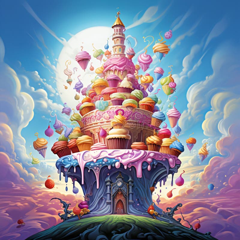 Towering Cupcake Structure: Awe-inspiring and Colorful Stock Photo ...